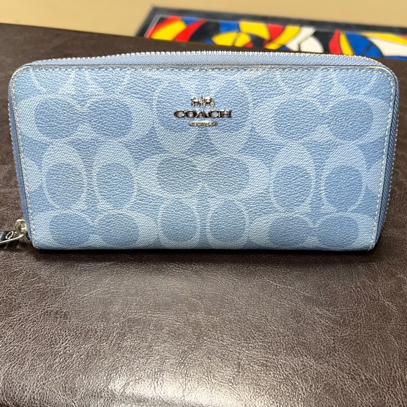 Coach | Bags | Coach Light Blue Signature Wallet | Poshmark